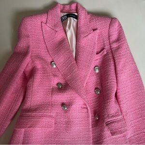 Zara | Jackets & Coats | Nwot Pink Zara Tweed Blazer | Poshmark
